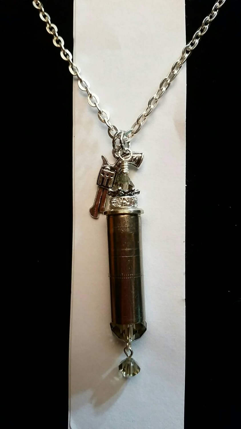 380 Auto Bullet Shell Casing Crystal Necklace With Pistol - Etsy