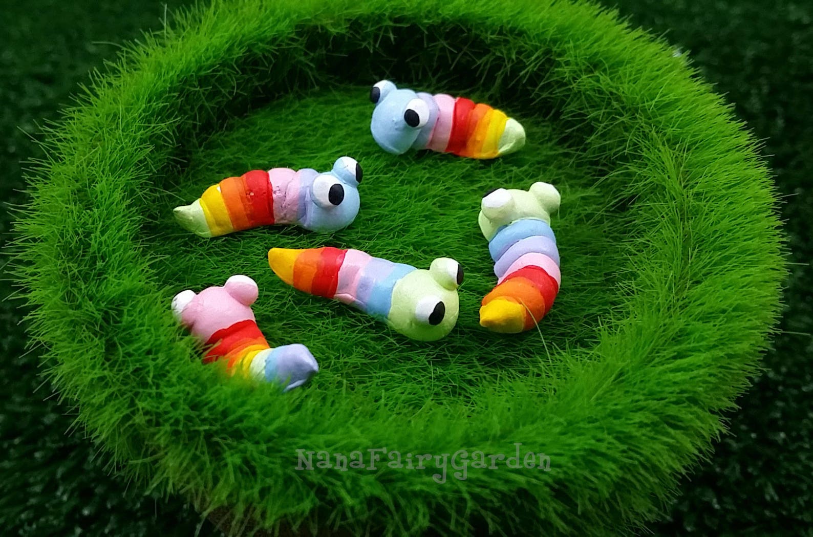 Colorful worms figurines ceramic Miniature Dollhouse Fairy | Etsy