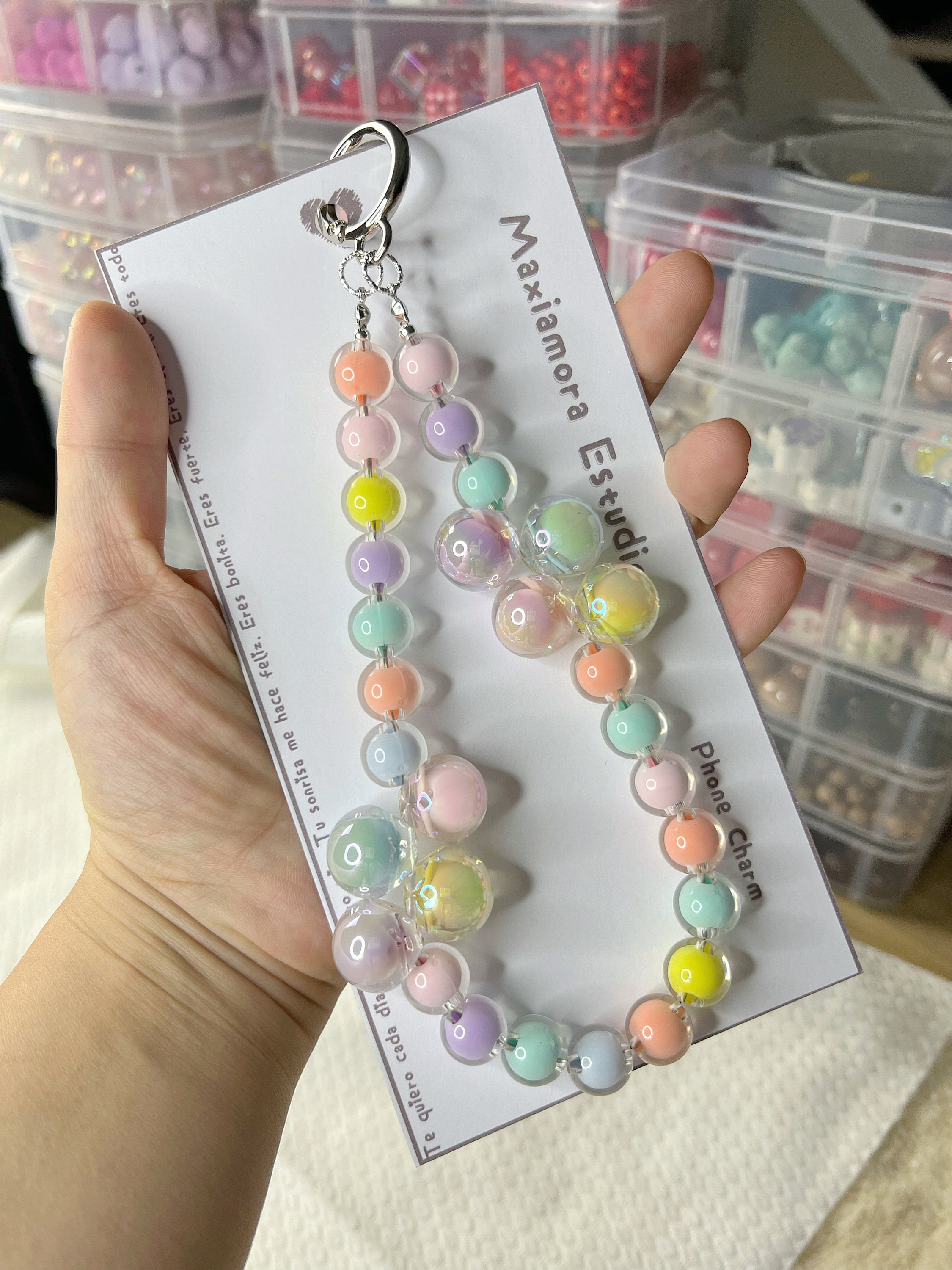 Colorful Dopamine Candy Bead Phone Charm Sweeten Your Tech Accessories ...