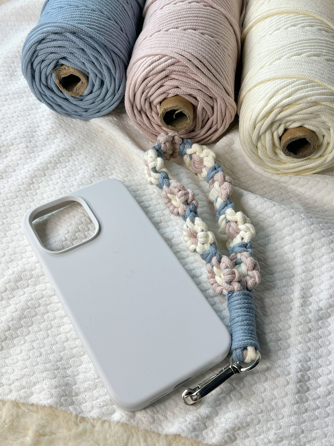Bohemian Macrame Flower Phone Charm Unique Handcrafted Mobile Accessory ...
