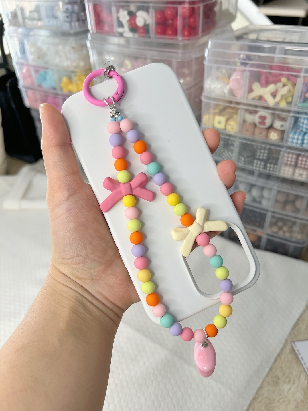 Handmade Phone Charm With Bow Encanto De Teléfono Con Lazo ,colorful ...