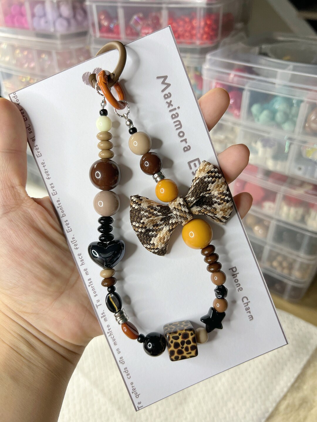 Handmade Brown Bow Phone Charm Cute Accessories for Your Device Sweet ...