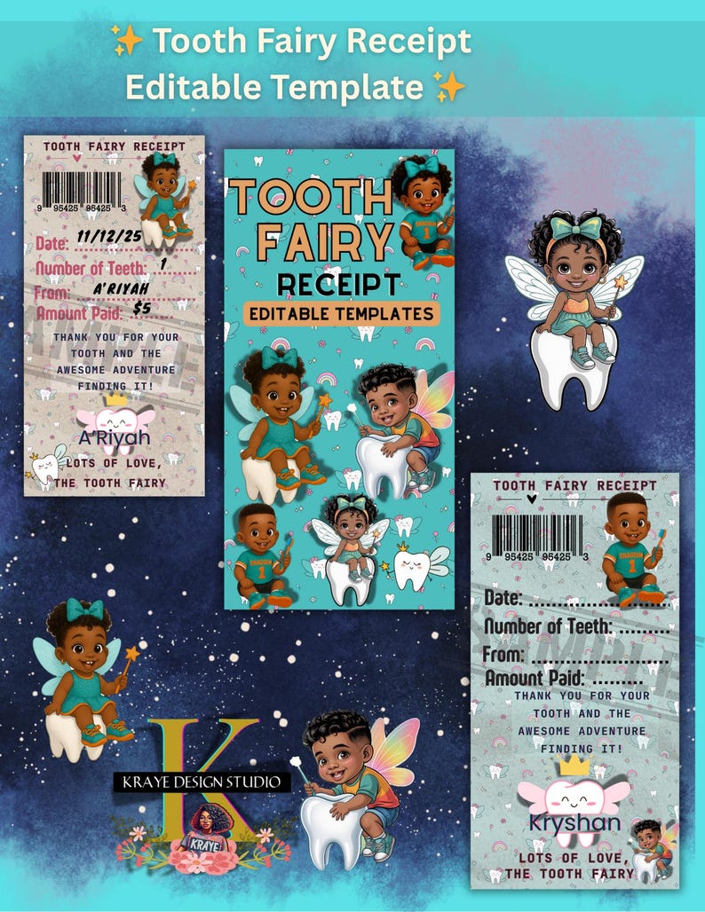 Tooth Fairy Receipt EDITABLE Templates Bundle | Kids Tooth Fairy ...