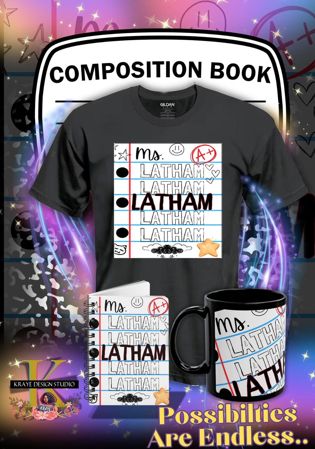 Editable Teacher Name Template | Personalized Notebook Paper Design ...