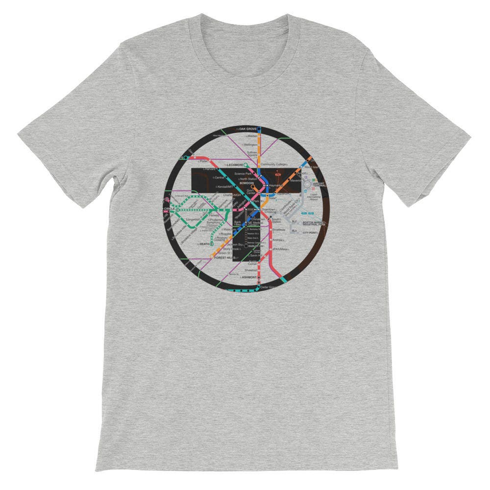 MBTA Map Logo Shirt - the T - Boston Transit - Subway - Bus - Commuter ...