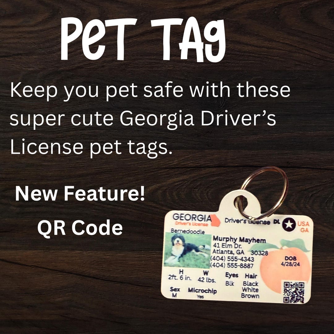 Custom Driver License Pet ID Tag: QR Code Safety, Personalized Design ...