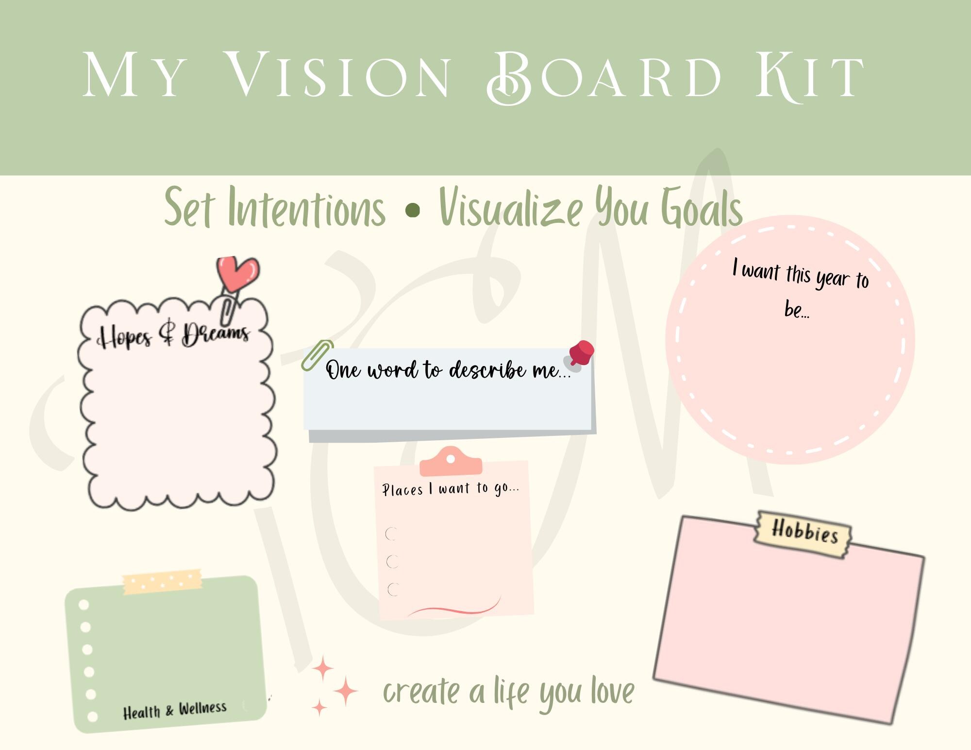 11 Page Vision Board Printable Kit and Goodnotes | Stylish & Effective ...