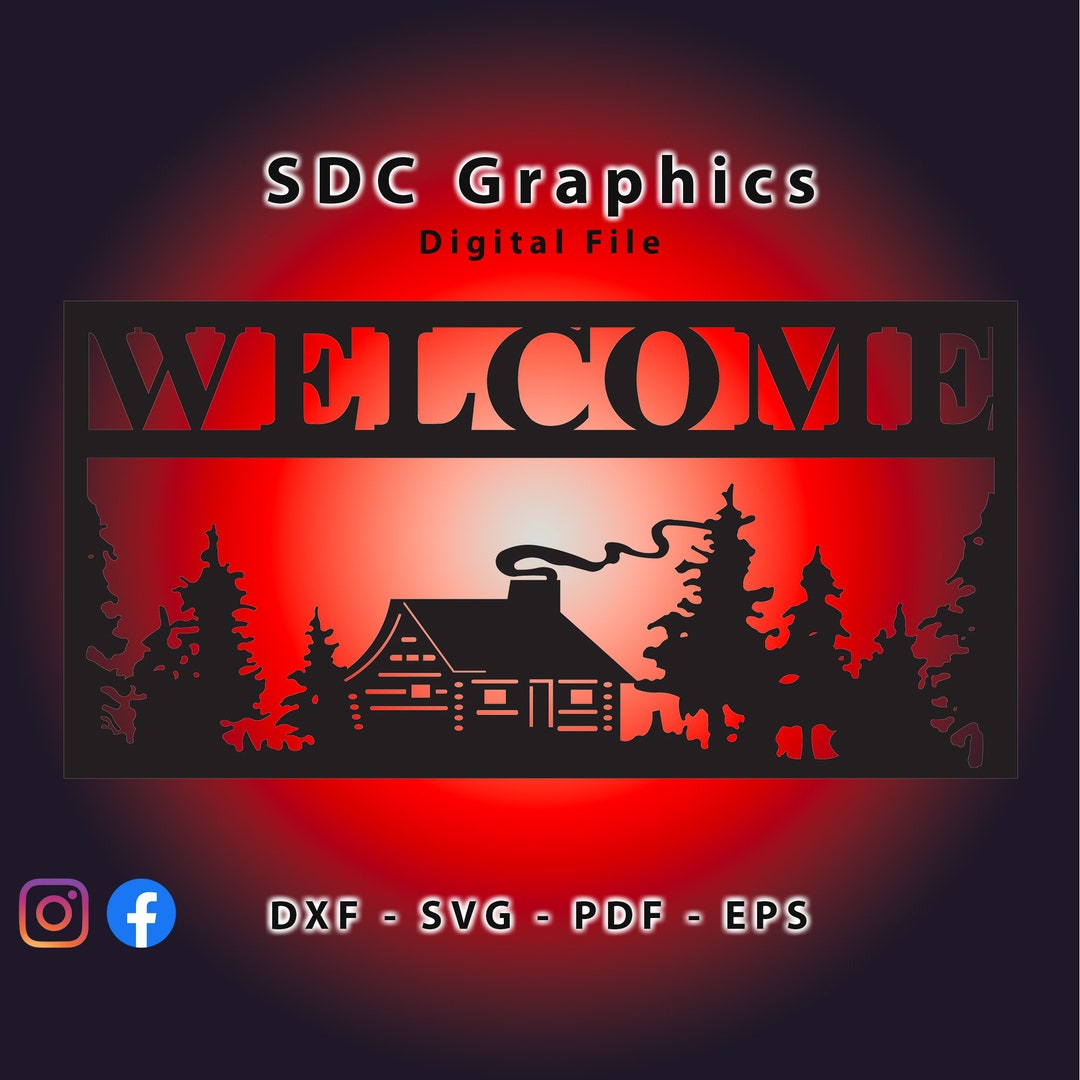 Welcome Cabin Signdigital File DXF PDF SVG - Etsy
