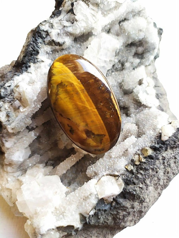 Tiger Eye Cabochon stone Brown Tiger stone TE4.8 Tiger eye oval shape ...