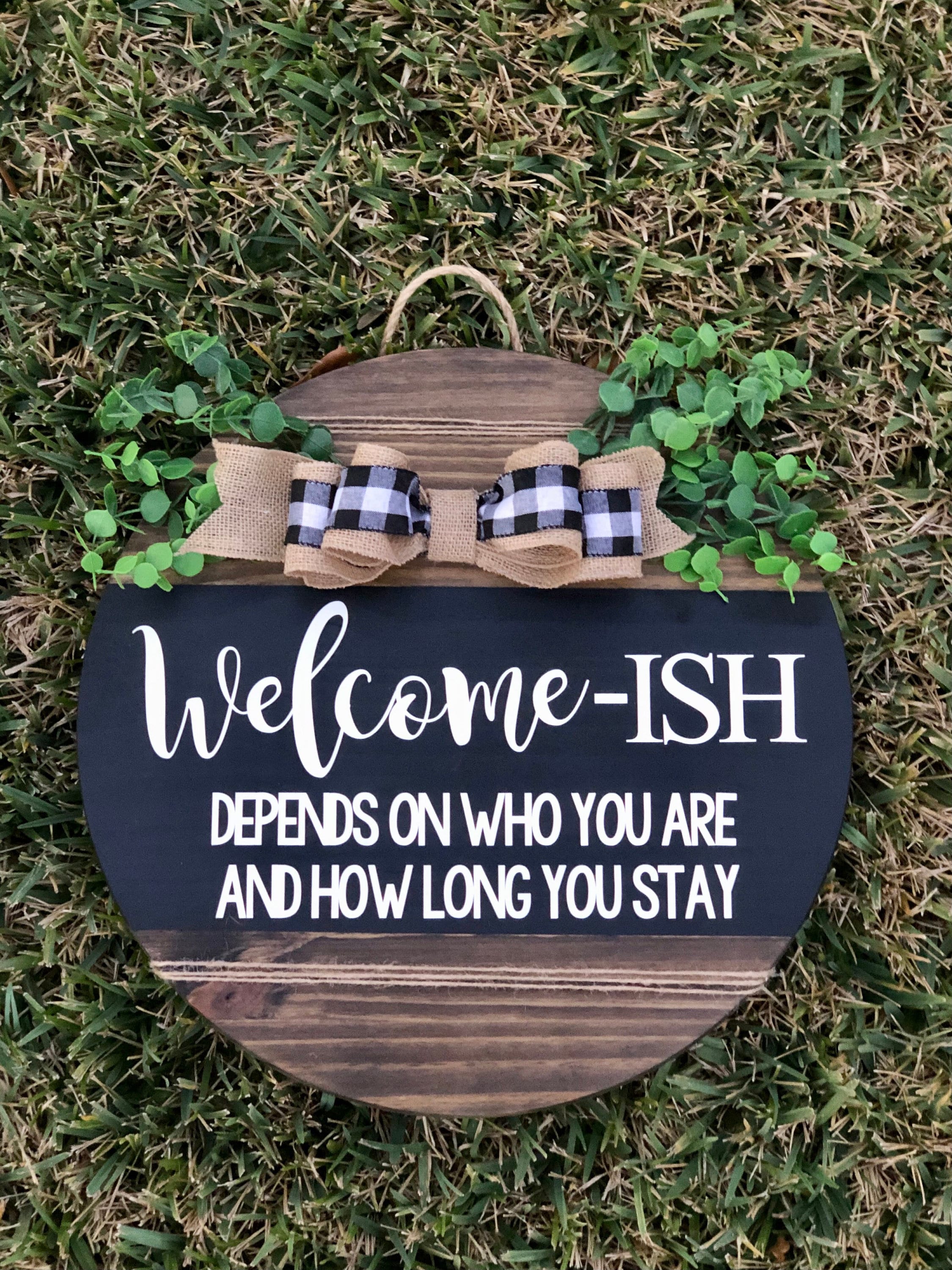 Welcome-ish Circle Sign - Etsy