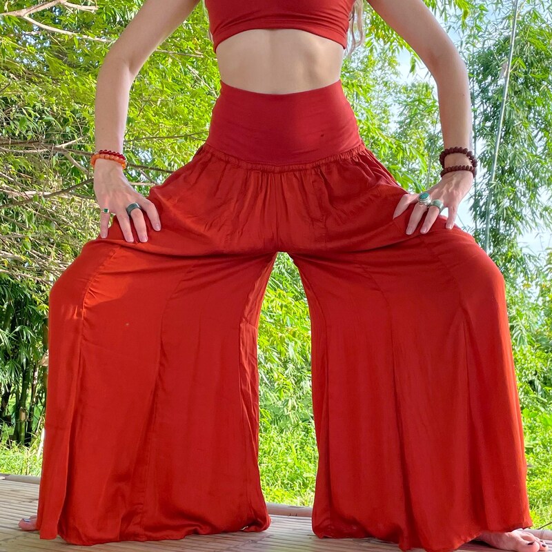 Silky Black Palazzo Pants - Etsy