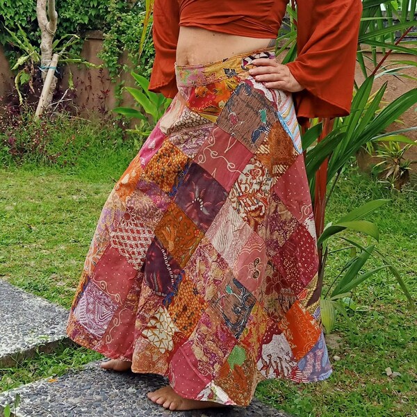Long Patchwork Skirt - Etsy