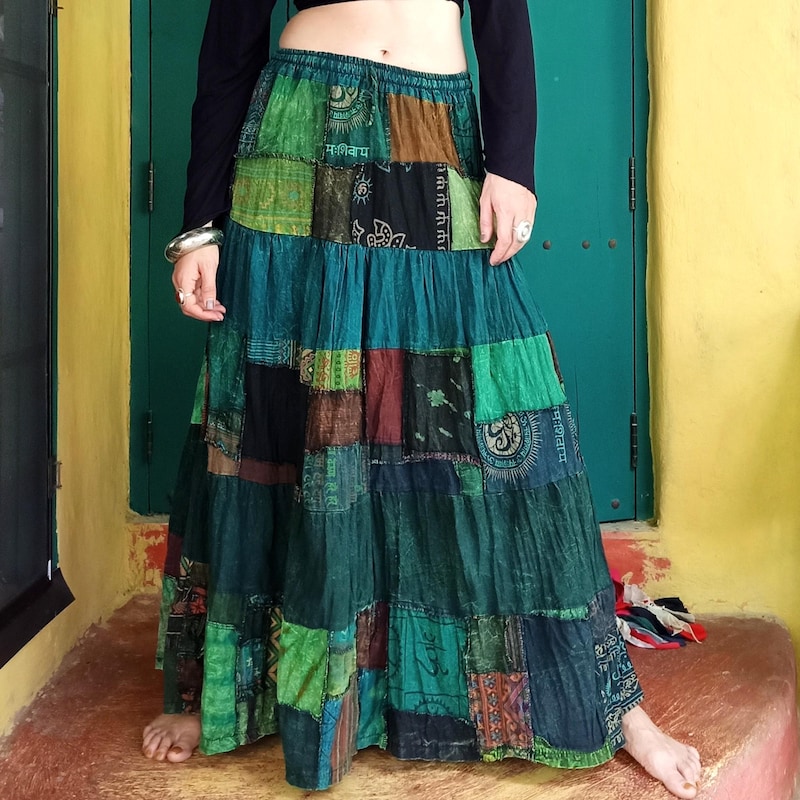 Long Patchwork Skirt - Etsy