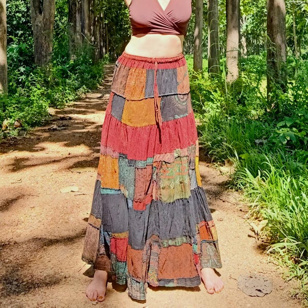 Long Patchwork Skirt - Etsy