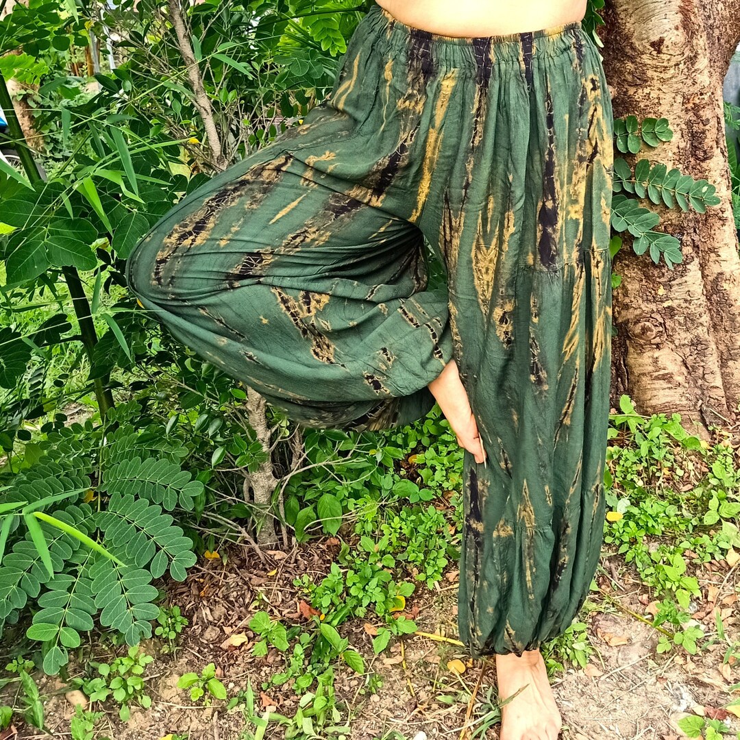 Rainforest Tie Dye Harem Pants: Silky Rayon Baggy Joggers - Etsy
