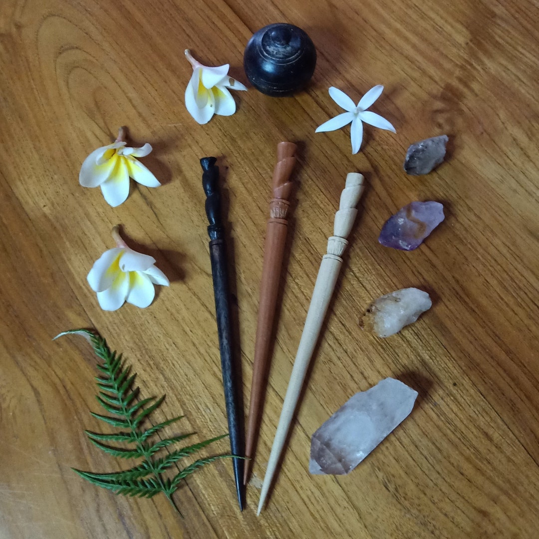 Carved Wooden Hair Sticks by Lotus Tribe Handmade Hairsticks - Etsy