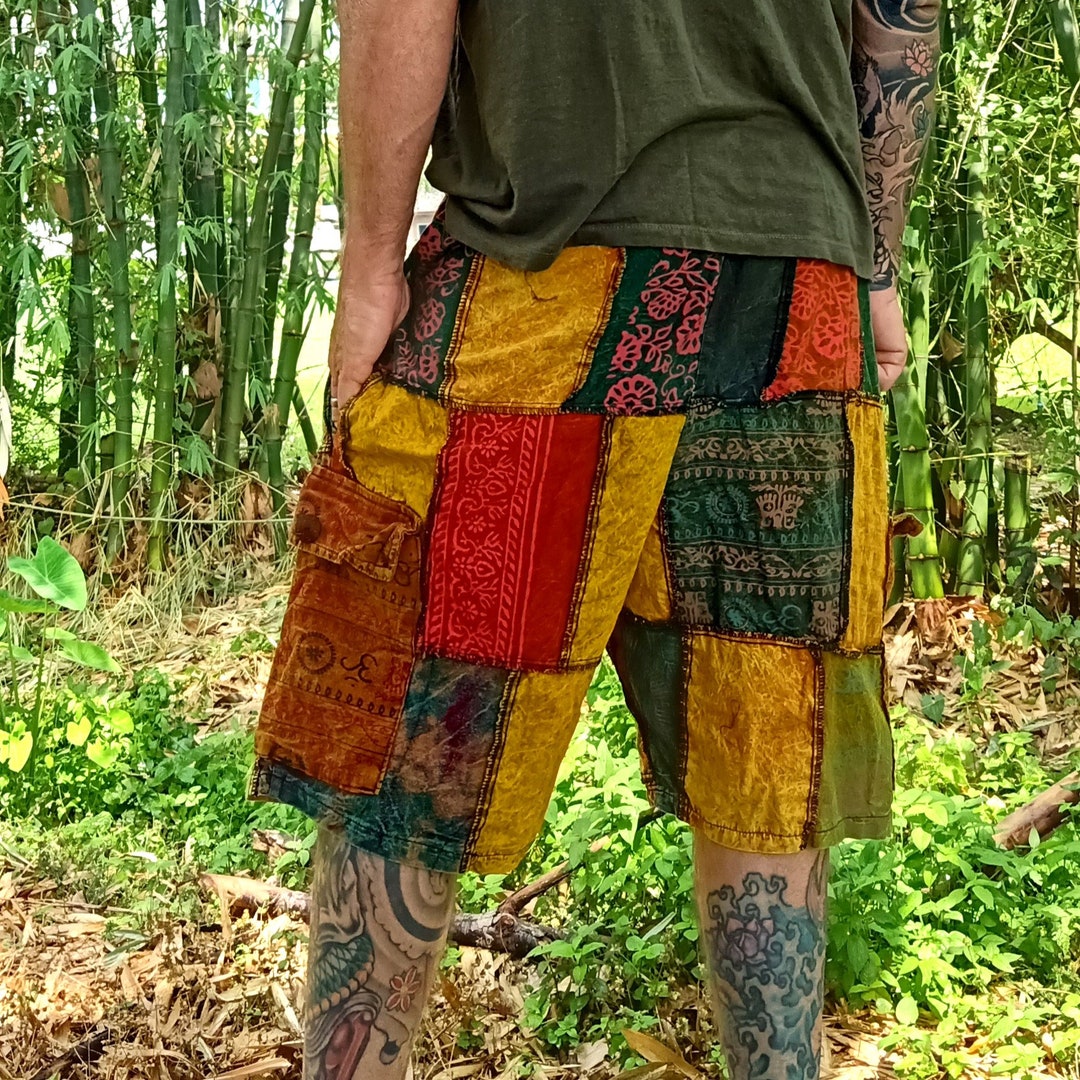 Patchwork Shorts by Lotus Tribe 100% Cotton Gender Neutral Hippy Style ...