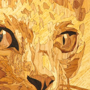 Wood Mosaic 22x16 Inlay FRAMED Cat Portrait Mosaic Wood Panel Ready to ...