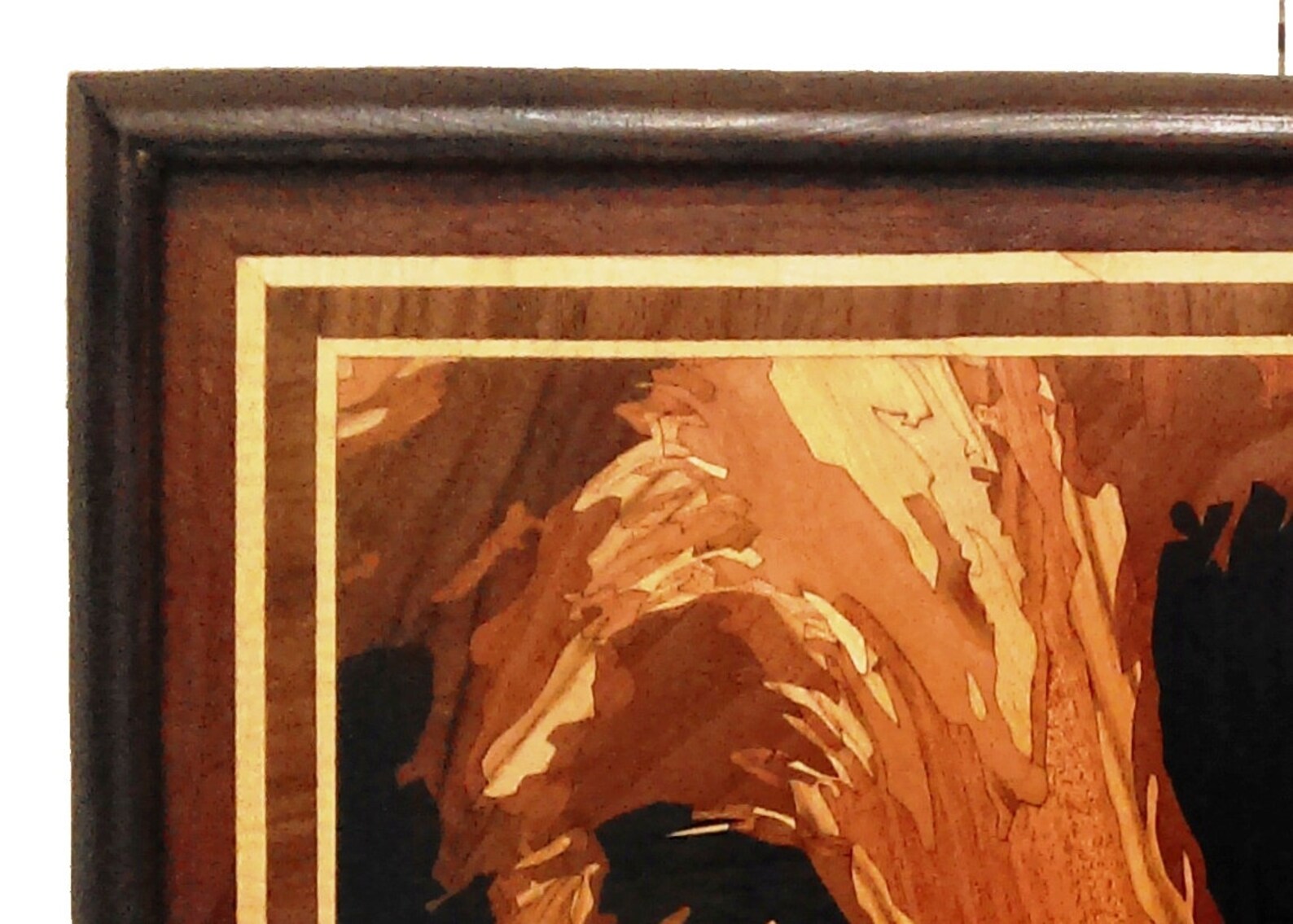 Wood Mosaic 21x21 Inlay FRAMED Collie Dog Portrait Framed Mosaic Wood ...