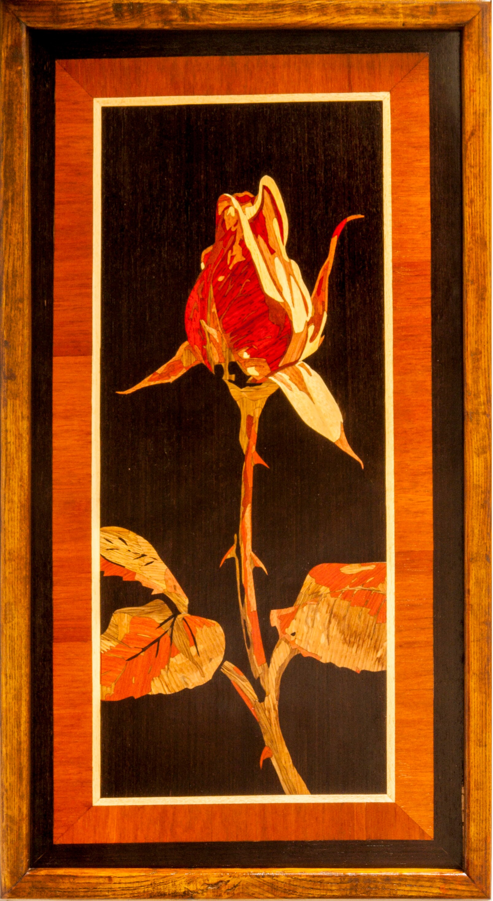 Rose flowers marquetry mosaic wall art framed boho style | Etsy