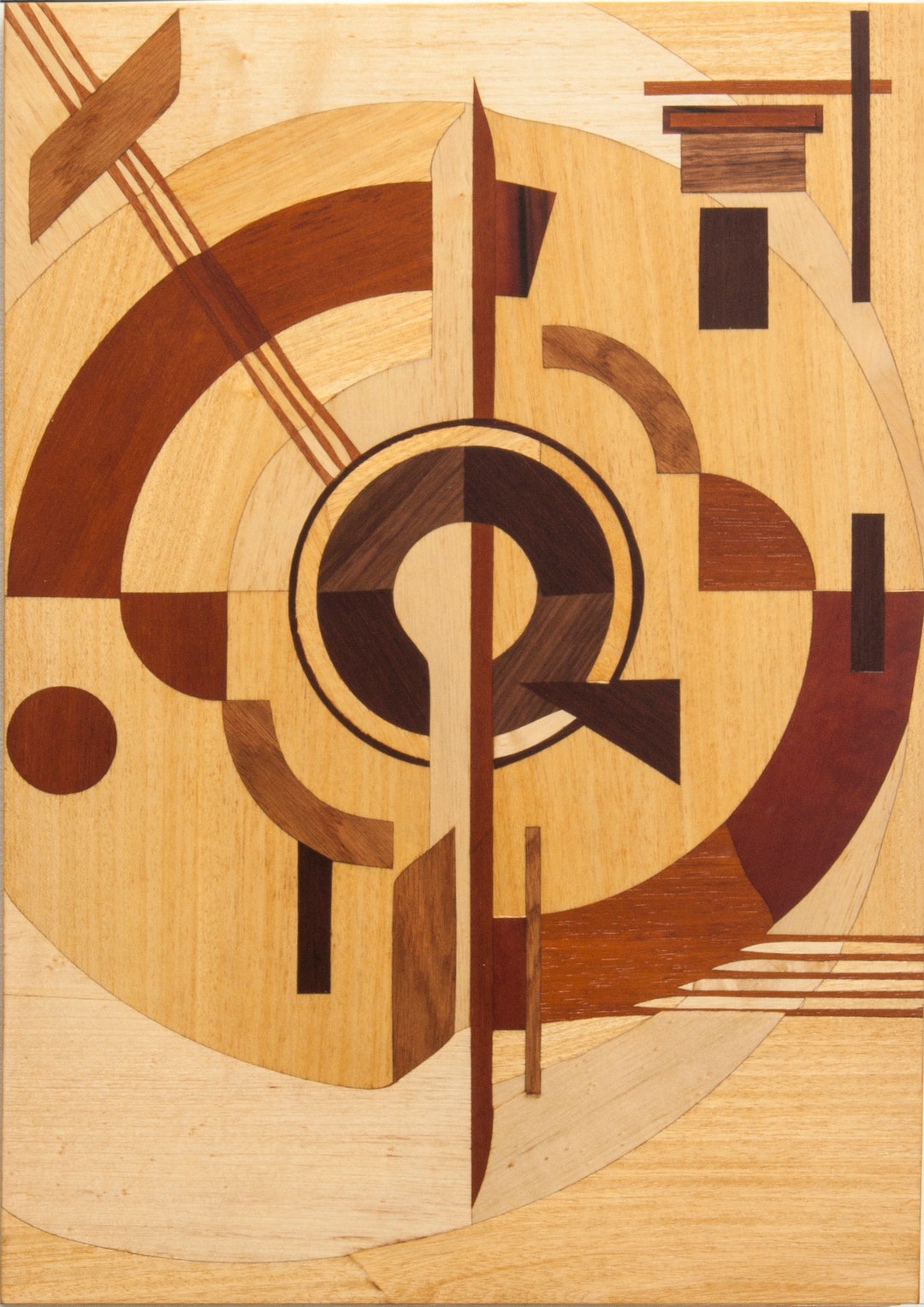 Wood Mosaic 23x18 Inlay FRAMED Geometric Art 2 Home Decor Suprematism ...