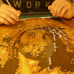 Wood Mosaic 22x16 Inlay FRAMED Cat Portrait Mosaic Wood Panel Ready to ...