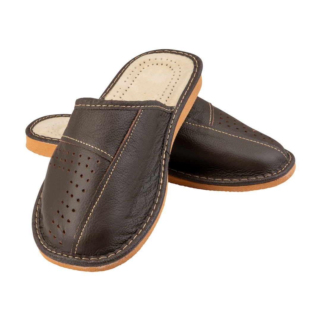 Men Slippers Leather Men House Slippers Light And Comfy Etsy