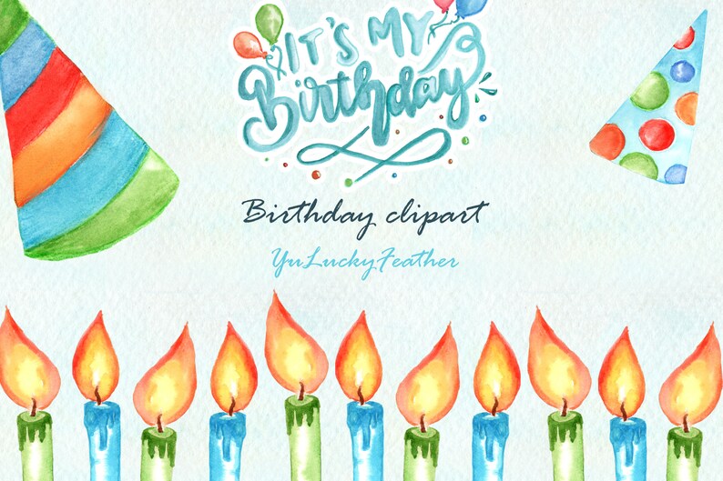 Birthday Watercolor Quotes and Clipart Set - 12 Hand Drawn Elements ...