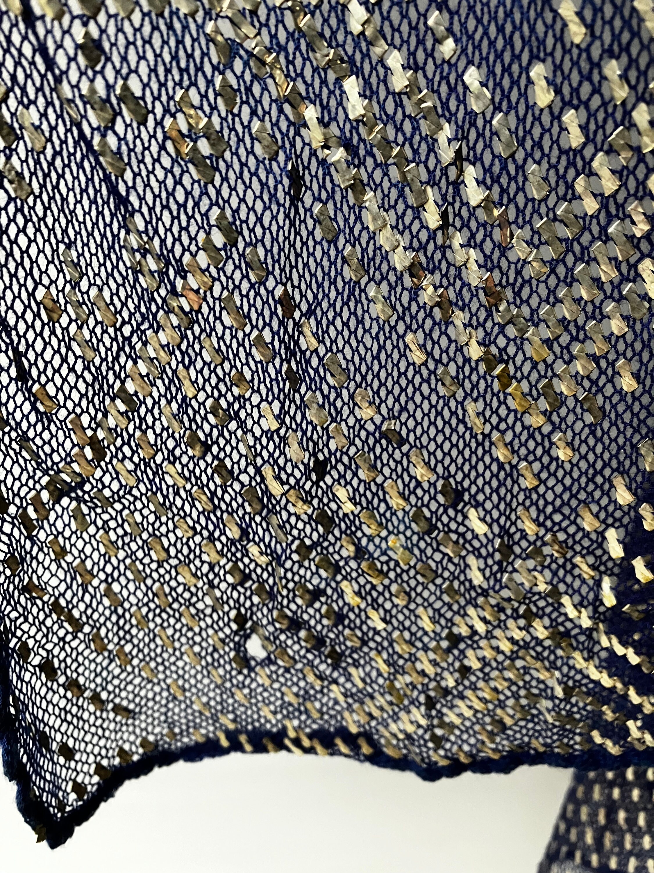 Antique 1920s Assuit Egyptian Art Deco Heavy Blue Mesh Shawl ...