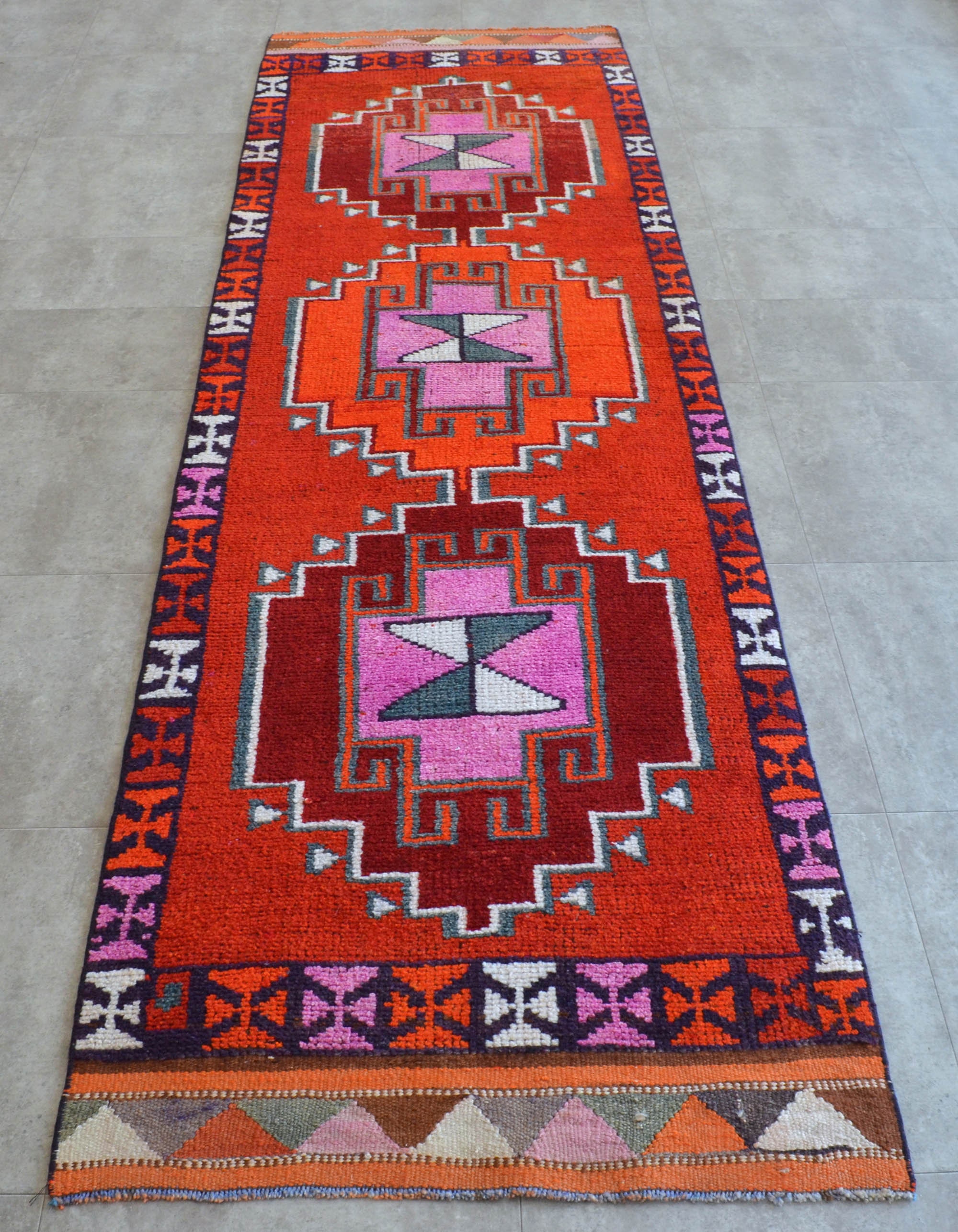 3x11 Rug Runner Handmade Oushak Runner Rug. Bright Colors Tribal ...