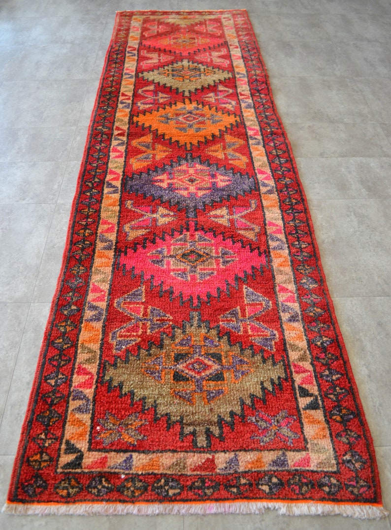 3x11 Rug Runner Hand Made Turkish Runner Rug. Herki Tribal Entryway Rug ...
