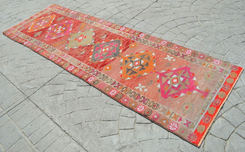 3x9 Rug Runner. Hand Made Oushak Runner Rug. Full Tribal Hallway Rug ...