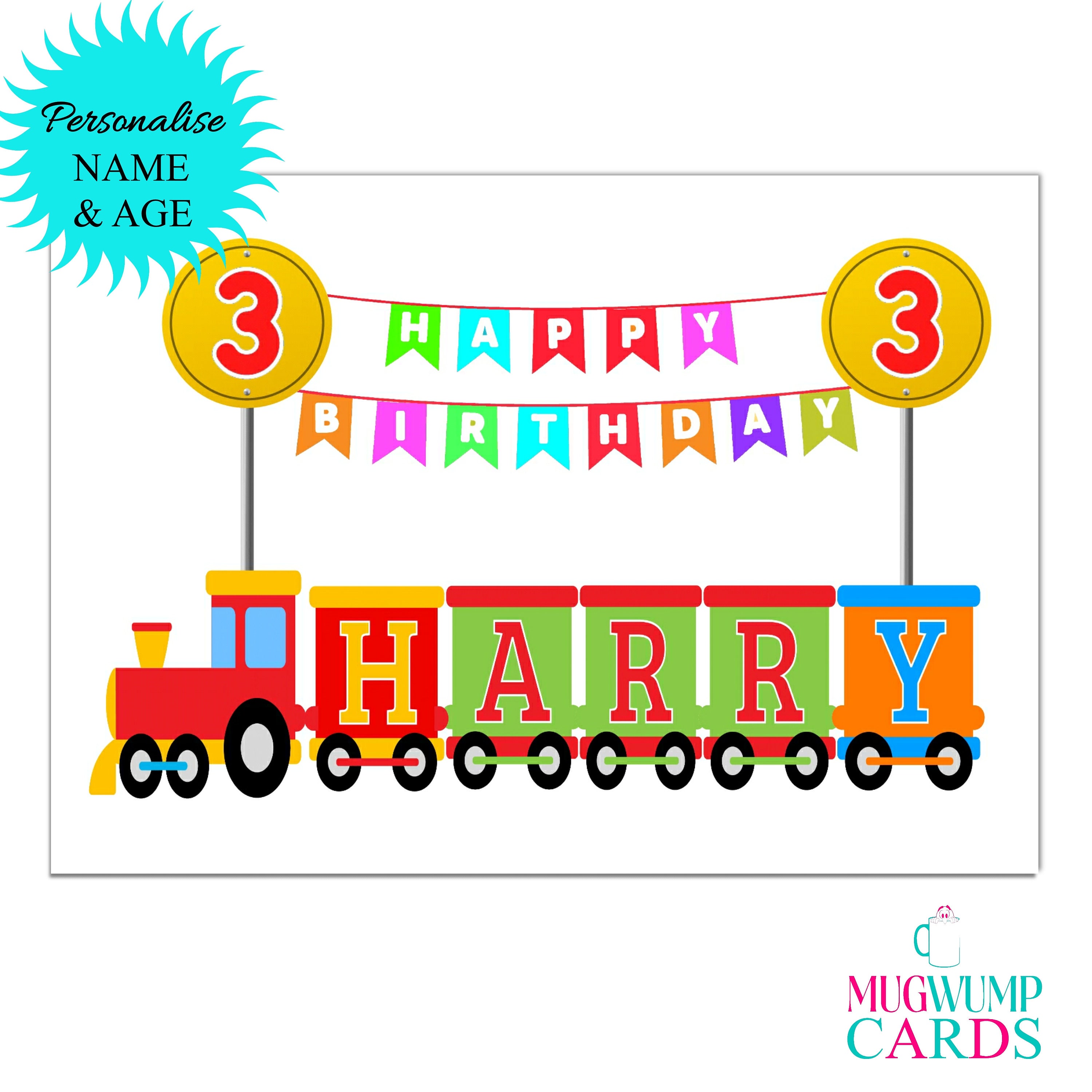 Train Birthday Card Custom Train Card Personalised Train | Etsy