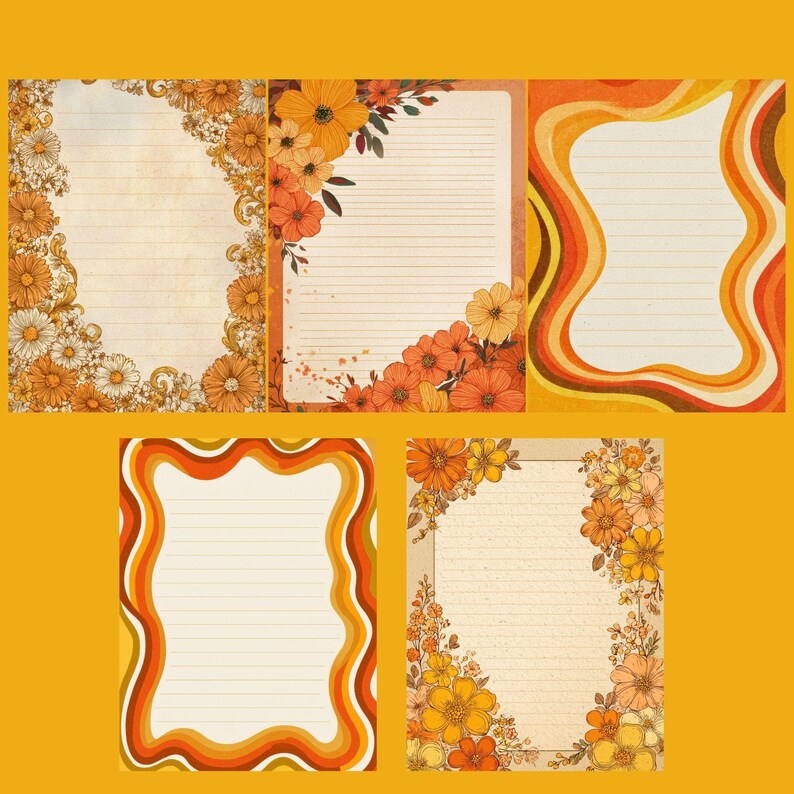Seventies Vibe Lined Journal Pages Retro 70s Paper for Junk Journals ...