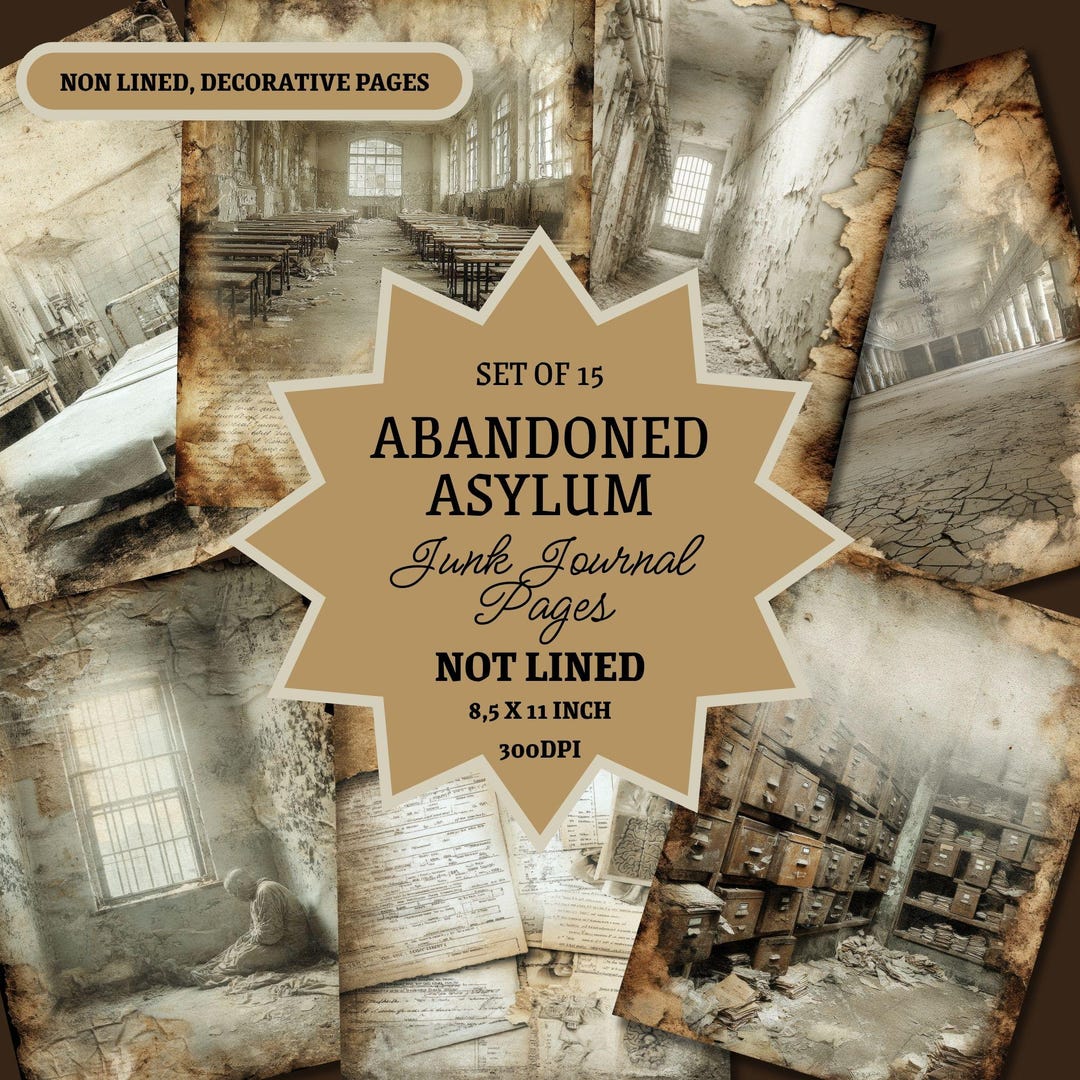 Creepy Asylum Decorative Junk Journal Pages, Haunted Asylum Digital ...