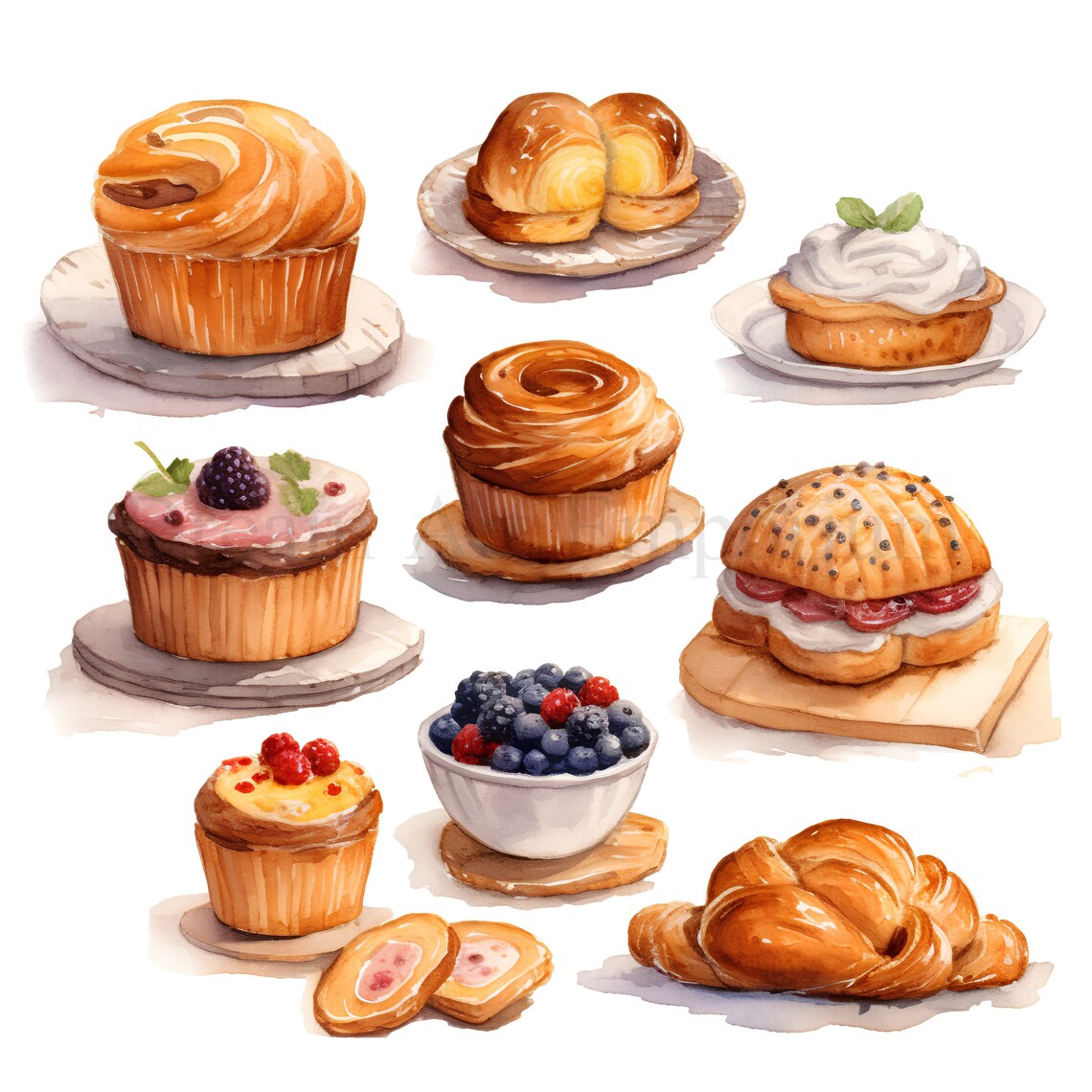 Watercolor Bakery PNG Collection - Etsy