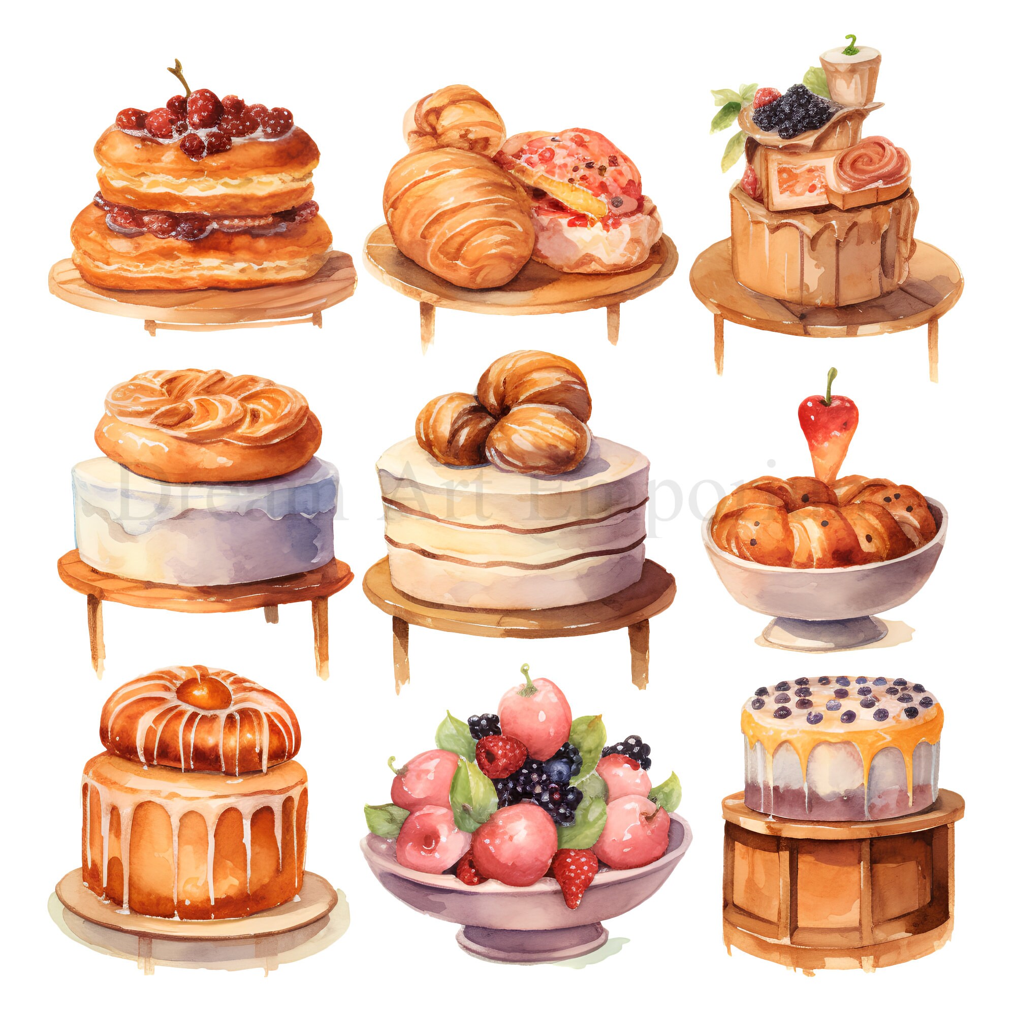 Watercolor Bakery PNG Collection - Etsy