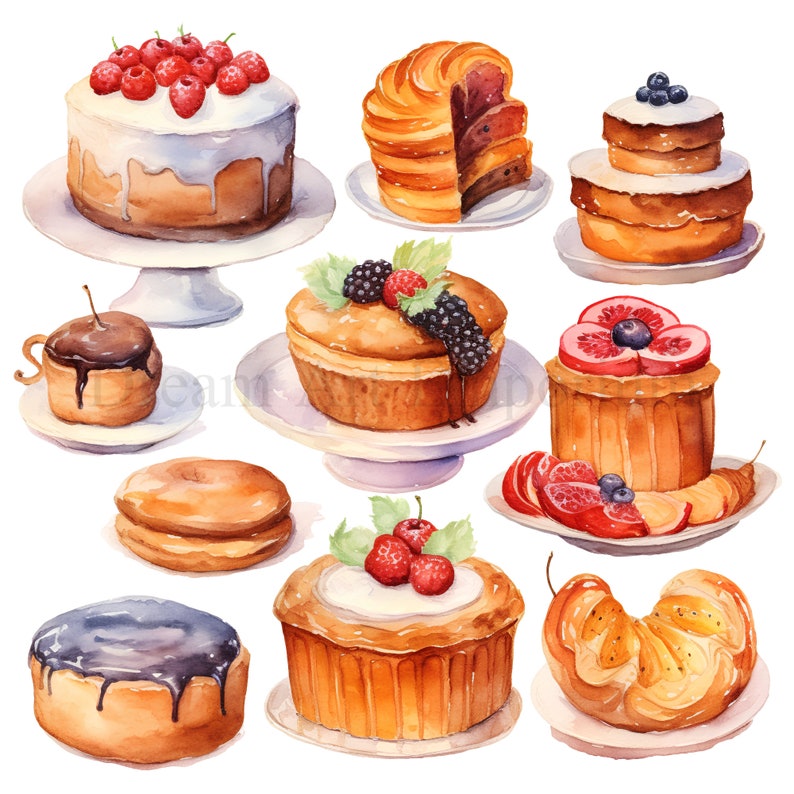 Watercolor Bakery PNG Collection - Etsy
