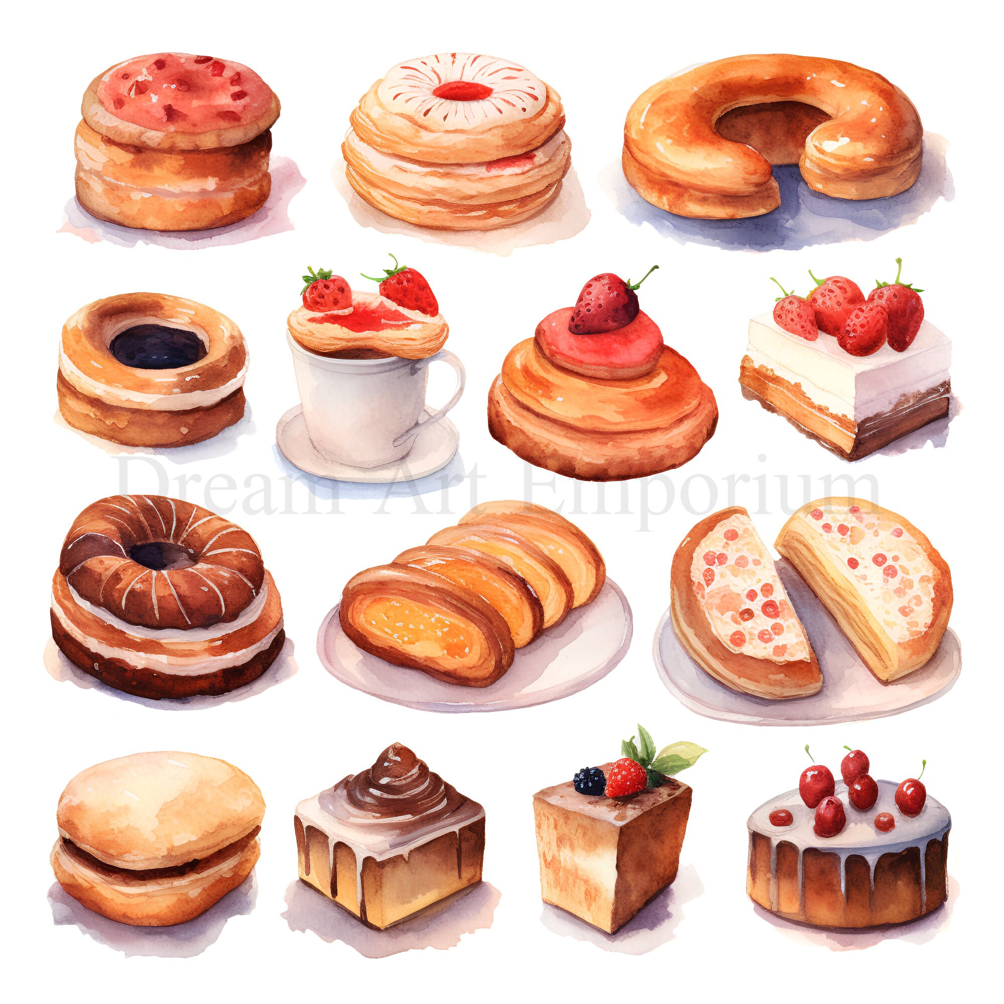 Watercolor Bakery PNG Collection - Etsy
