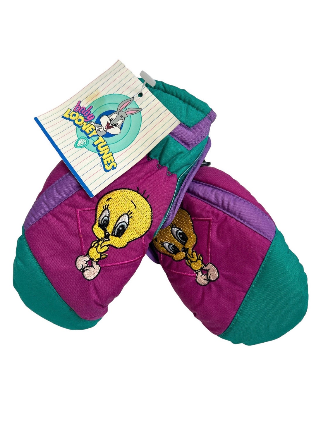 Vintage Looney Tunes Tweety Bird Mittens Youth Little Kids Size Toddler ...