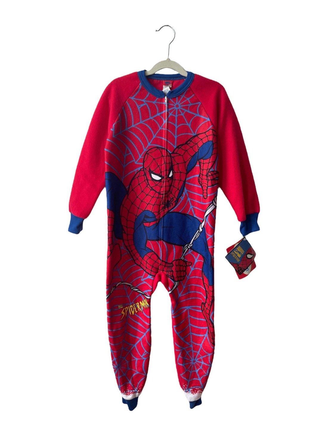 Vintage Spiderman One-piece Zip-up Pajamas Youth Size 8 Deadstock NWT ...