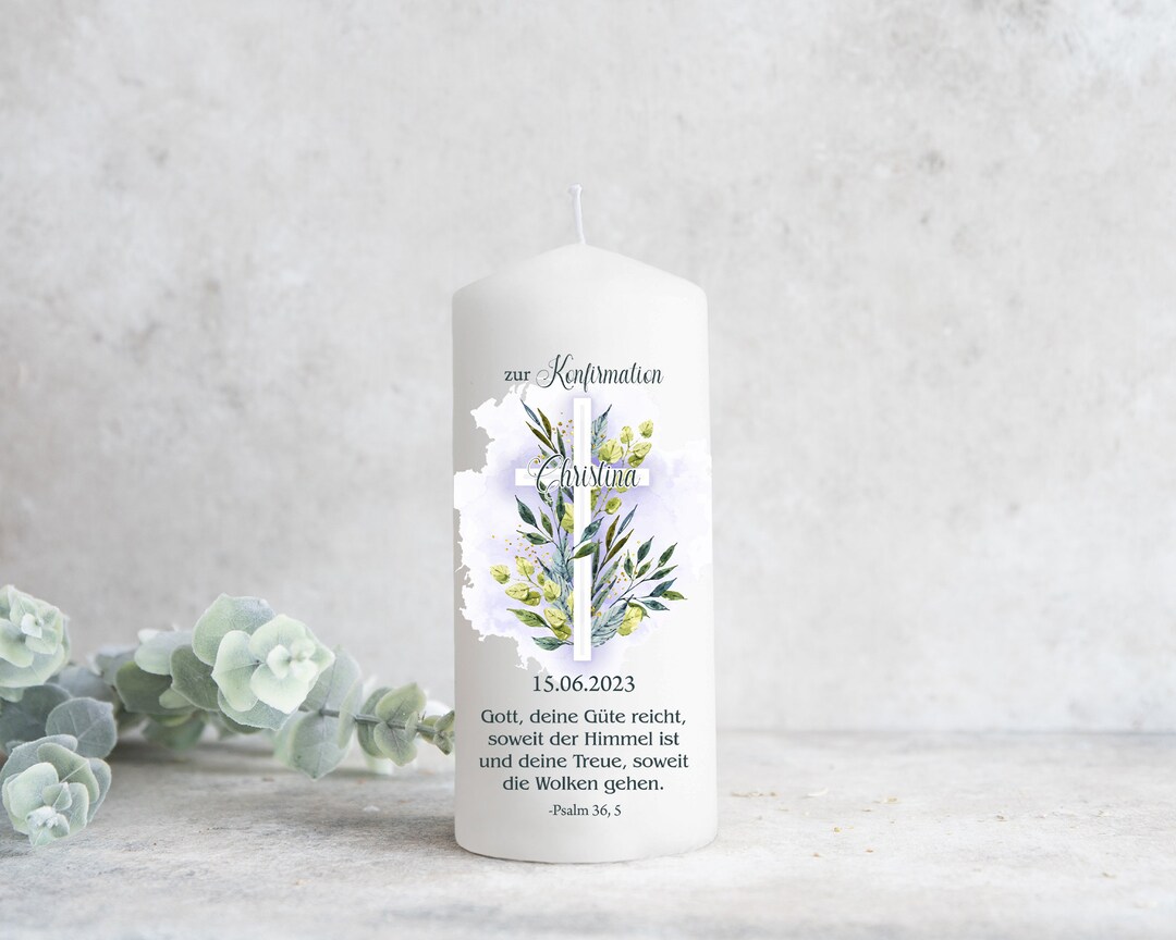 Wax Candle for Communion, Confirmation, Youth Consecration With Name ...