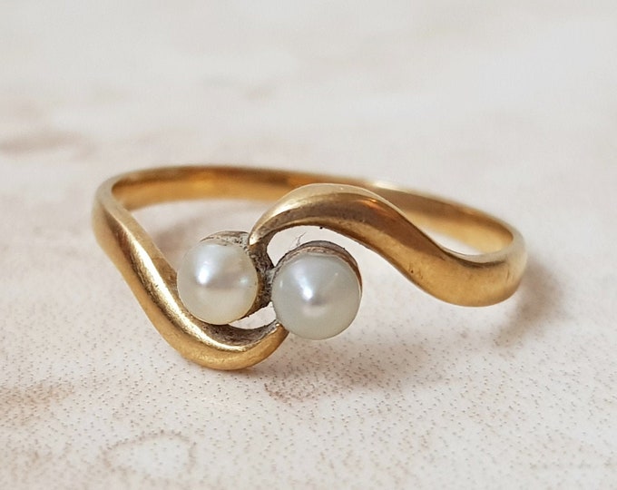 Vintage 18ct Gold Pearl Crossover Ring - Size 7 - 18ct Gold Ring ...