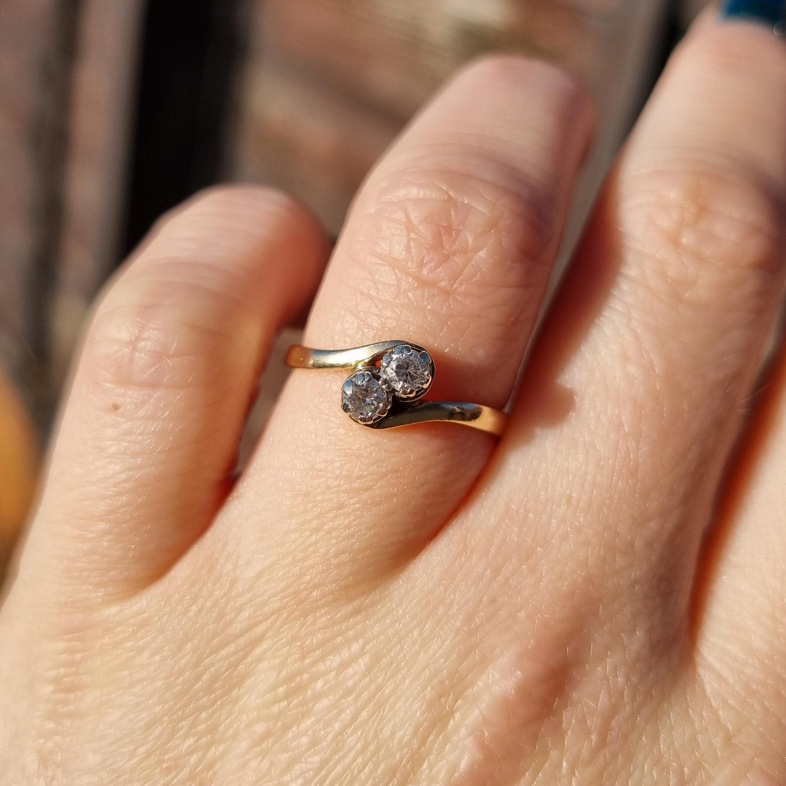 Vintage 9ct Gold Diamond Toi Et Moi Ring | London 1990, UK Size L.5 - Etsy