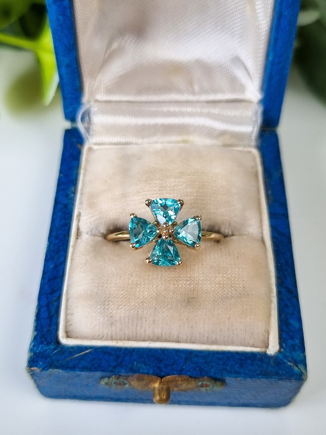 Vintage 10ct Yellow Gold Apatite Flower Ring Size S 1/2, Size 9 1/4 - Etsy