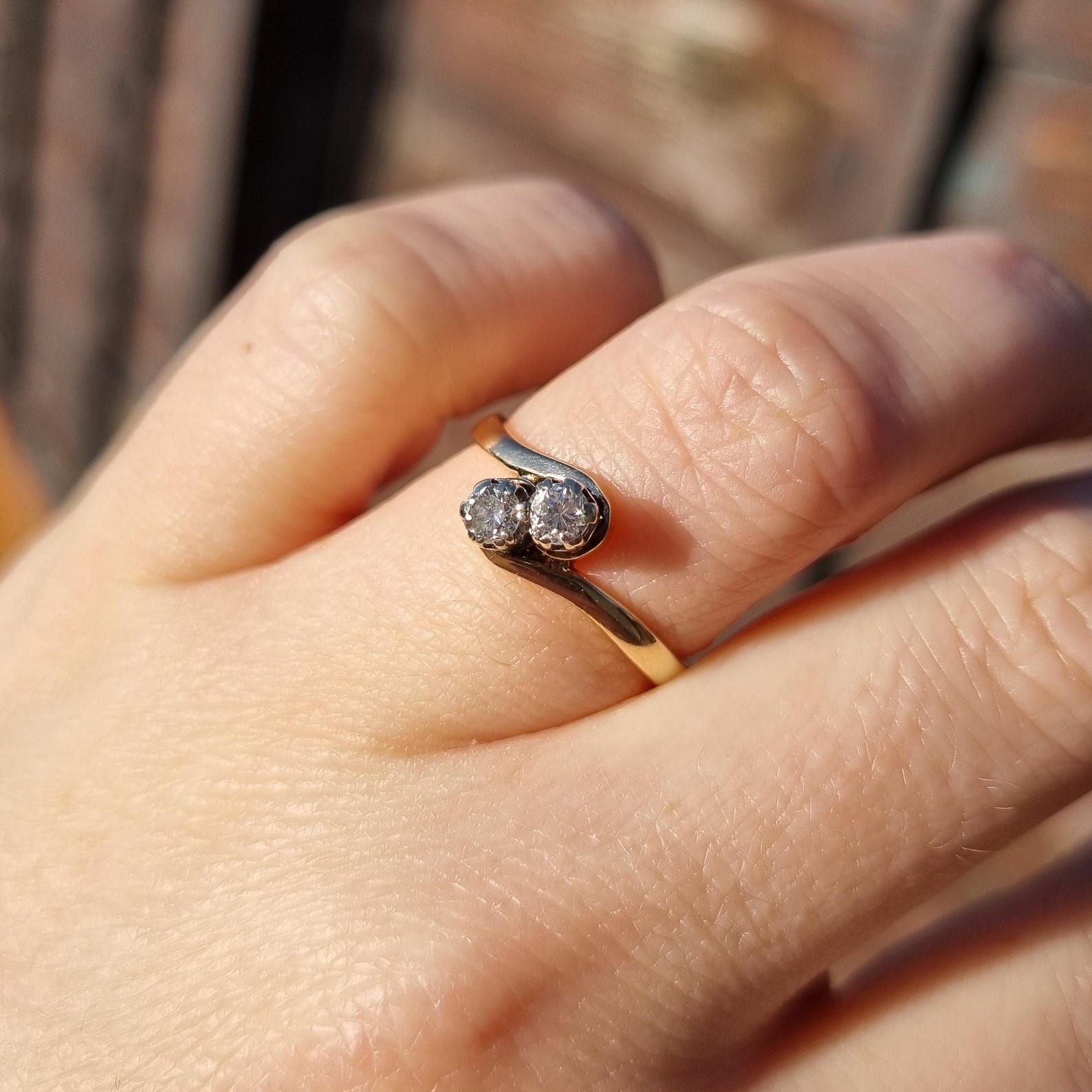 Vintage 9ct Gold Diamond Toi Et Moi Ring | London 1990, UK Size L.5 - Etsy
