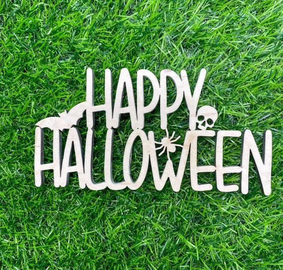 Happy Halloween Backdrop Wooden Sign Laser Cut Halloween - Etsy