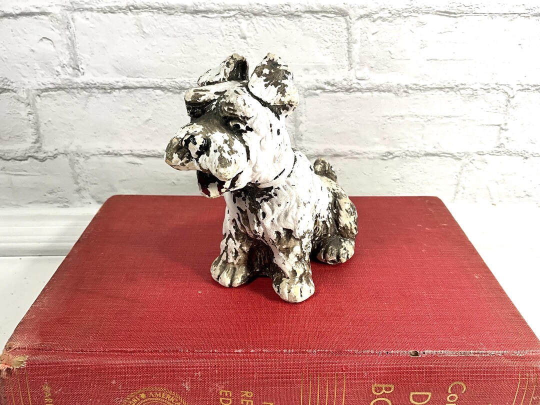 Antique Chalkware Dog Statue, Shabby Chippy , Highland Terrier, Westie ...