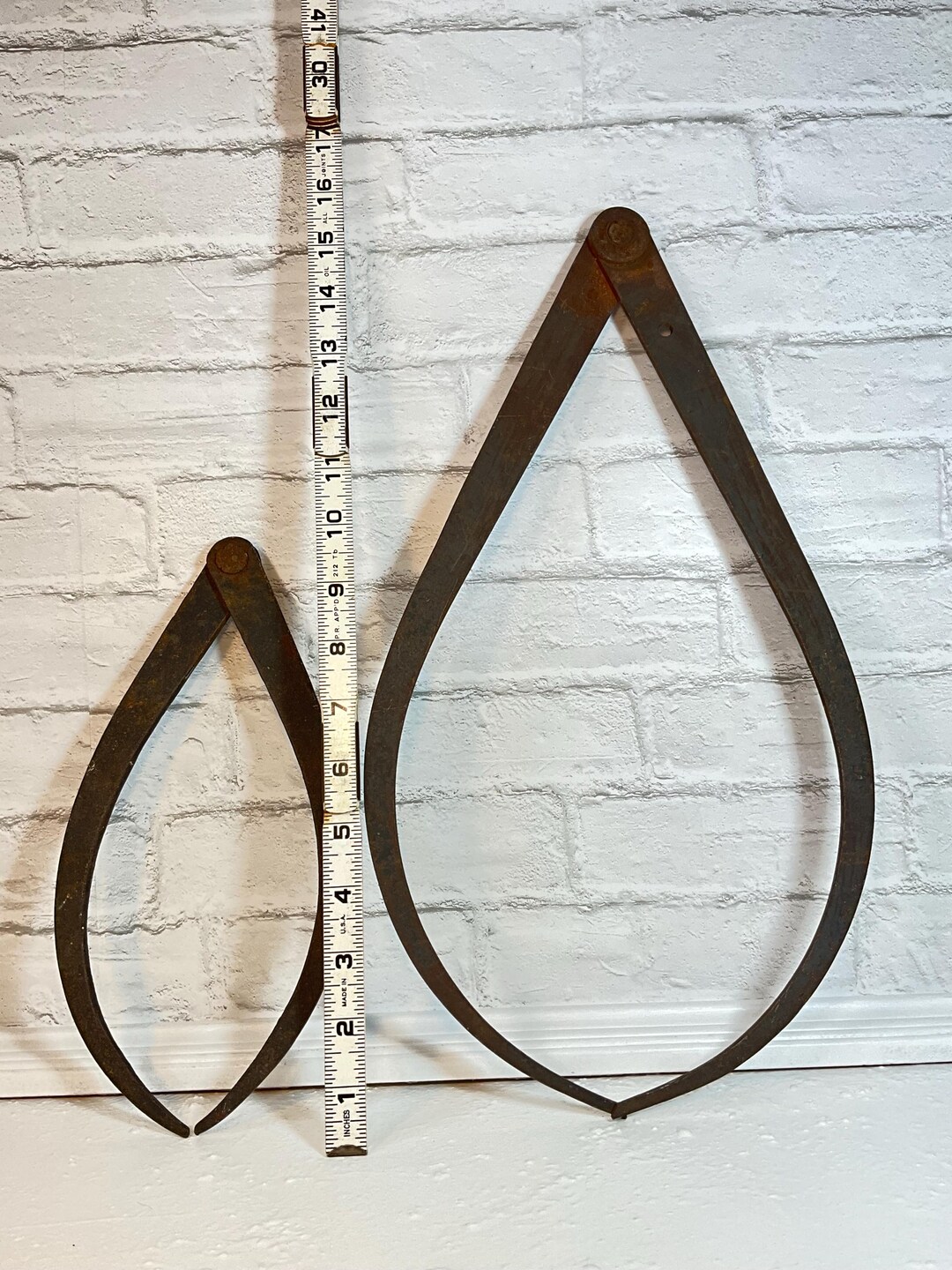 Antique Metal Wall Decor, Calipers Set: Rustic Farmhouse Decor, Non ...