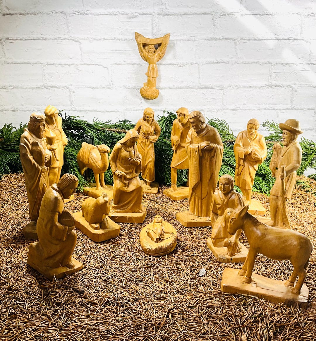 Vintage Wooden Handcrafted Nativity Set: 16 Pieces - Etsy